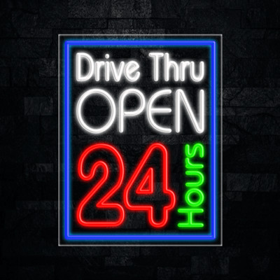 Drive Thru Open 24 Hours LED Neon Sign 22"L x 28"H #30322 | eBay