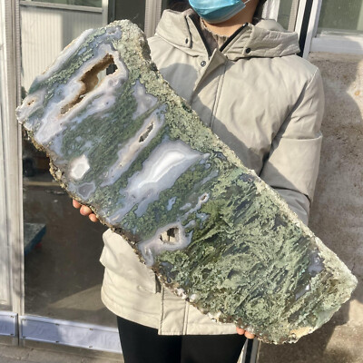 19.8LB Large Natural agate water grass quartz Slice polishing healing ...