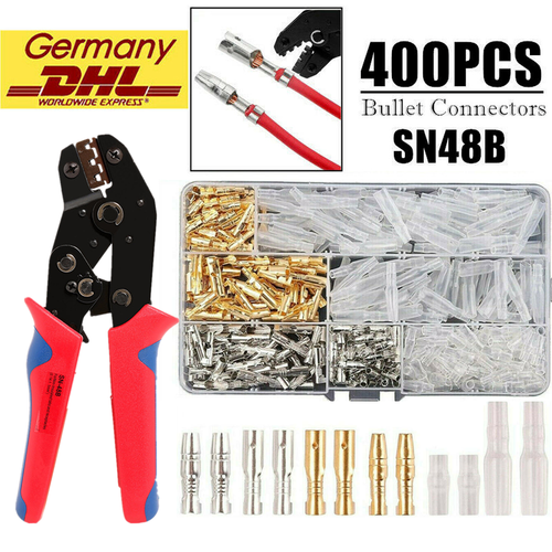 400Pcs Rundstecker + Rundsteckhülsen set 3,9mm Steckverbinder für Auto ...
