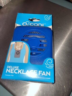 O2 COOL Deluxe Necklace Fan speed Battery Operated Personal Fan - Blue ...