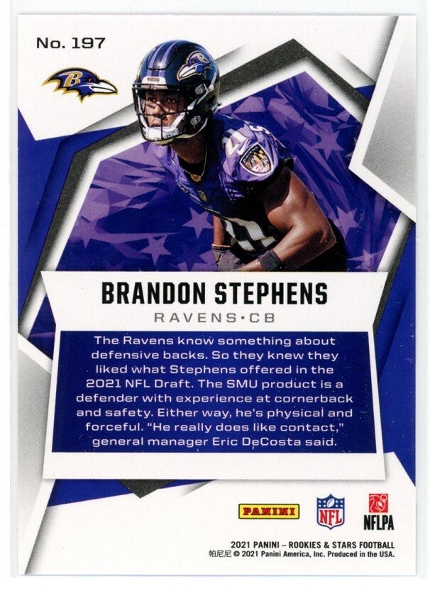 2021 Panini Rookies & Stars Football Brandon Stephens Purple RC #197 | eBay