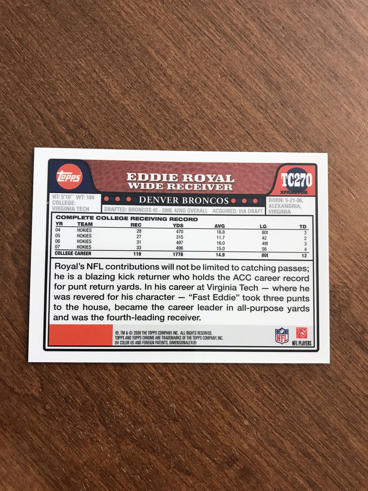 2008 Topps Chrome - X-Fractor #TC270 Eddie Royal (RC) for sale online ...