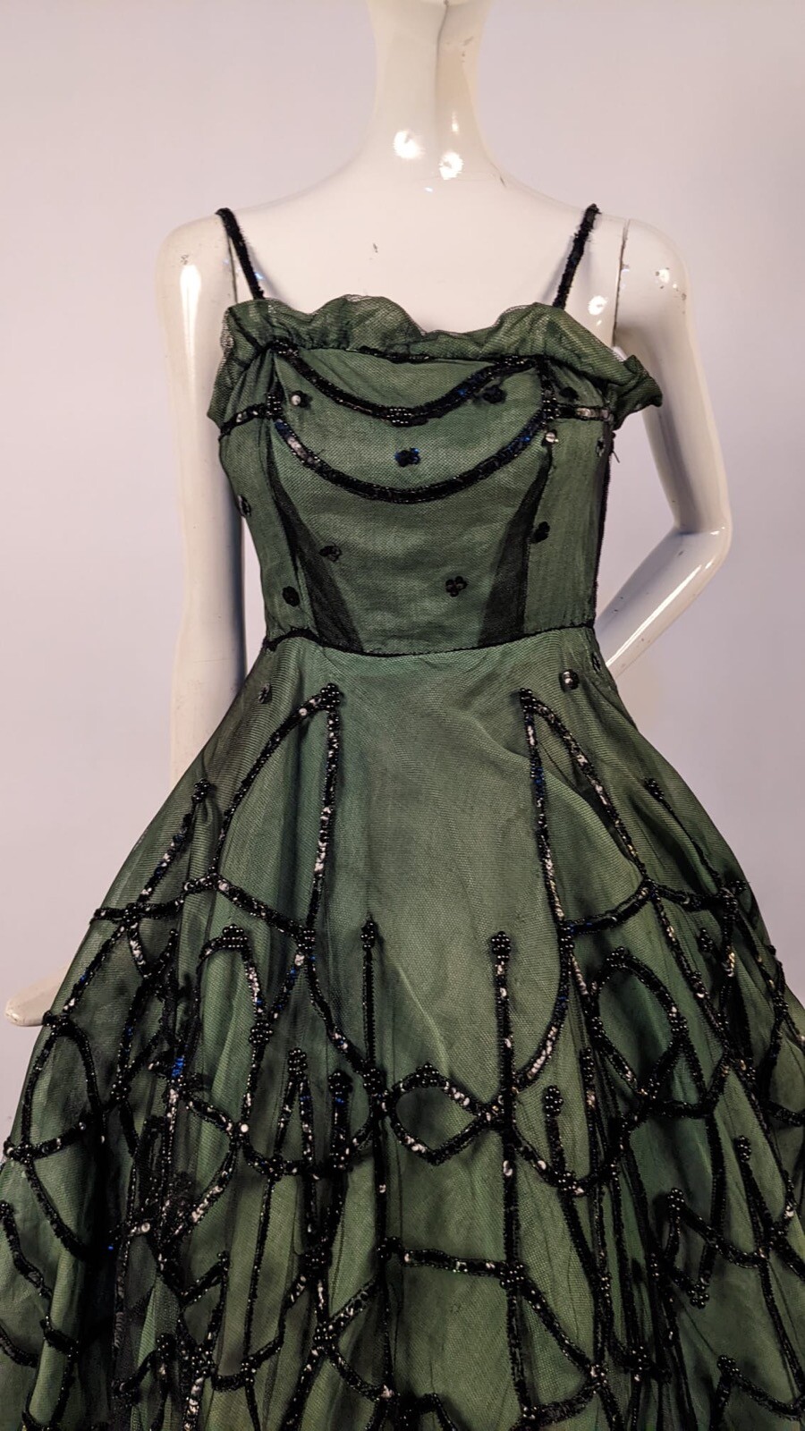 1940’S HATTIE CARNEGIE BLACK JET ON NET BALL GOWN DRESS W SEQUINS | eBay