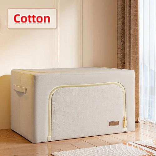 Foldable Cotton Storage Box for Clothes Large Capacity Quilt Blanket ...