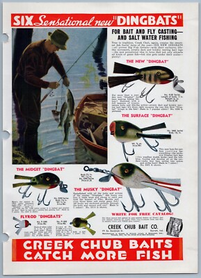 Creek Chub Dingbats Fishing Lures c1938 Portable Ki-yak Print Ad | eBay