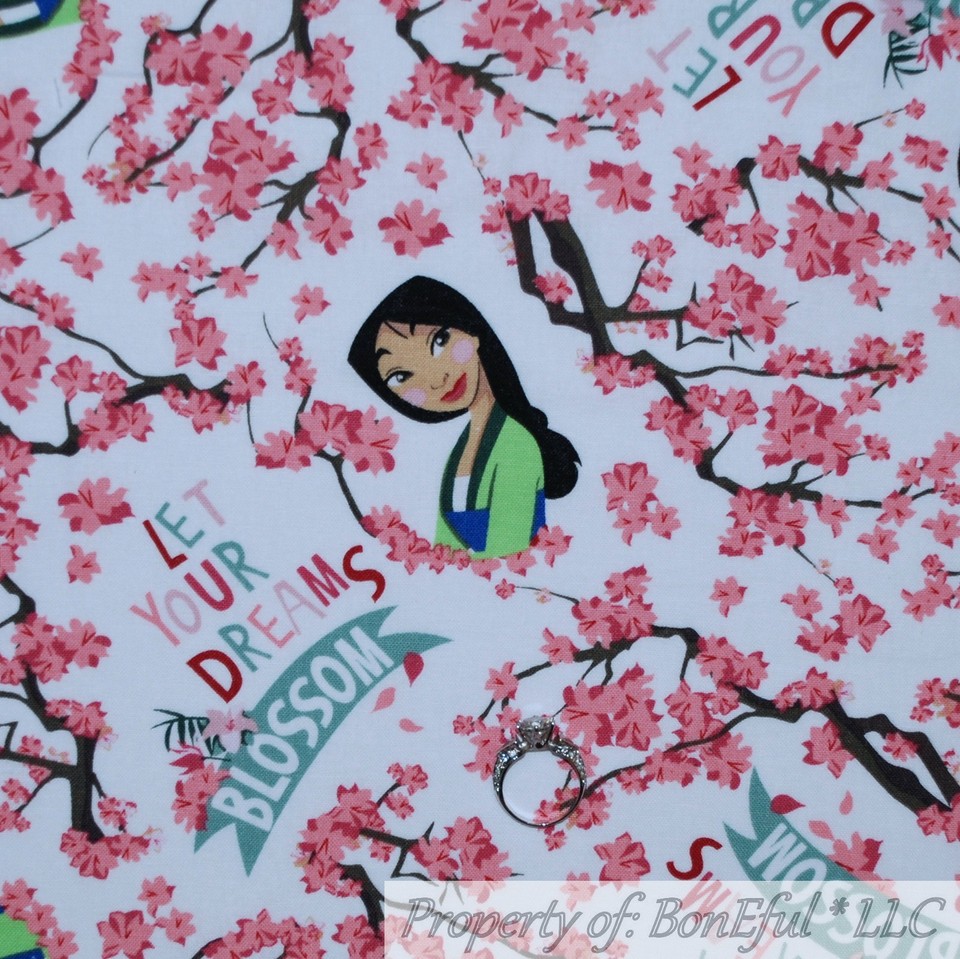 BonEful FABRIC FQ Cotton Quilt Pink Disney Ariel Princess Little ...