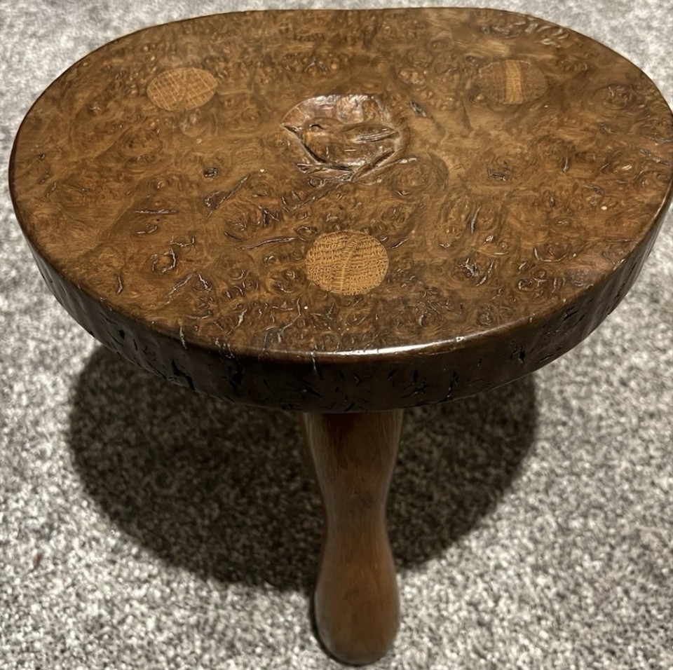 Wrenman Burr Oak Goat Stool (Rare!) Mouseman Apprentice | eBay UK