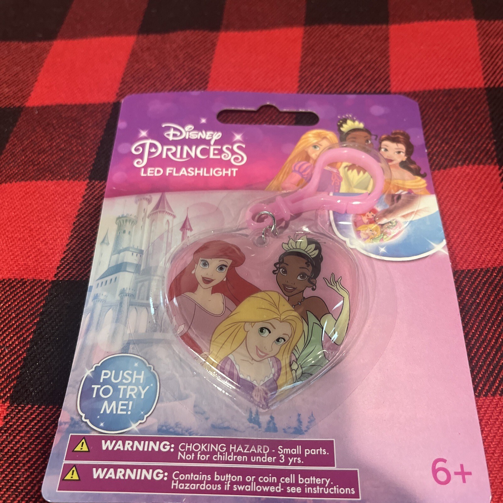 DISNEY PRINCESS LED Flashlight Key Chain Belle Tiana Rapunzel Bright ...