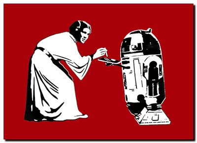 STARWARS Princess Leia & R2D2 COKE BANKSY STYLE *FRAMED* CANVAS ART 16 ...