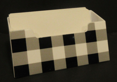 Black & White Checkered Pattern Business Card Holder, Desktop 50 Card ...