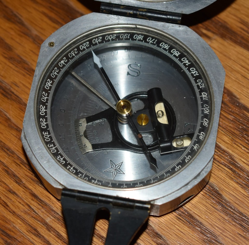 vintage early BRUNTON Pocket TRANSIT Compass 16474 working | eBay