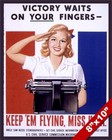 WWII UNITED STATES STENOGRAPHER PROPAGANDA POSTER PAINTING REAL CANVAS ...