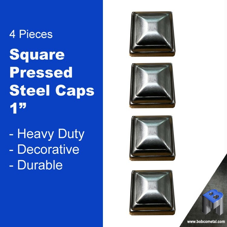 4 Pieces Post Cap - Decorative Durable Heavy Duty Square Pressed Steel ...