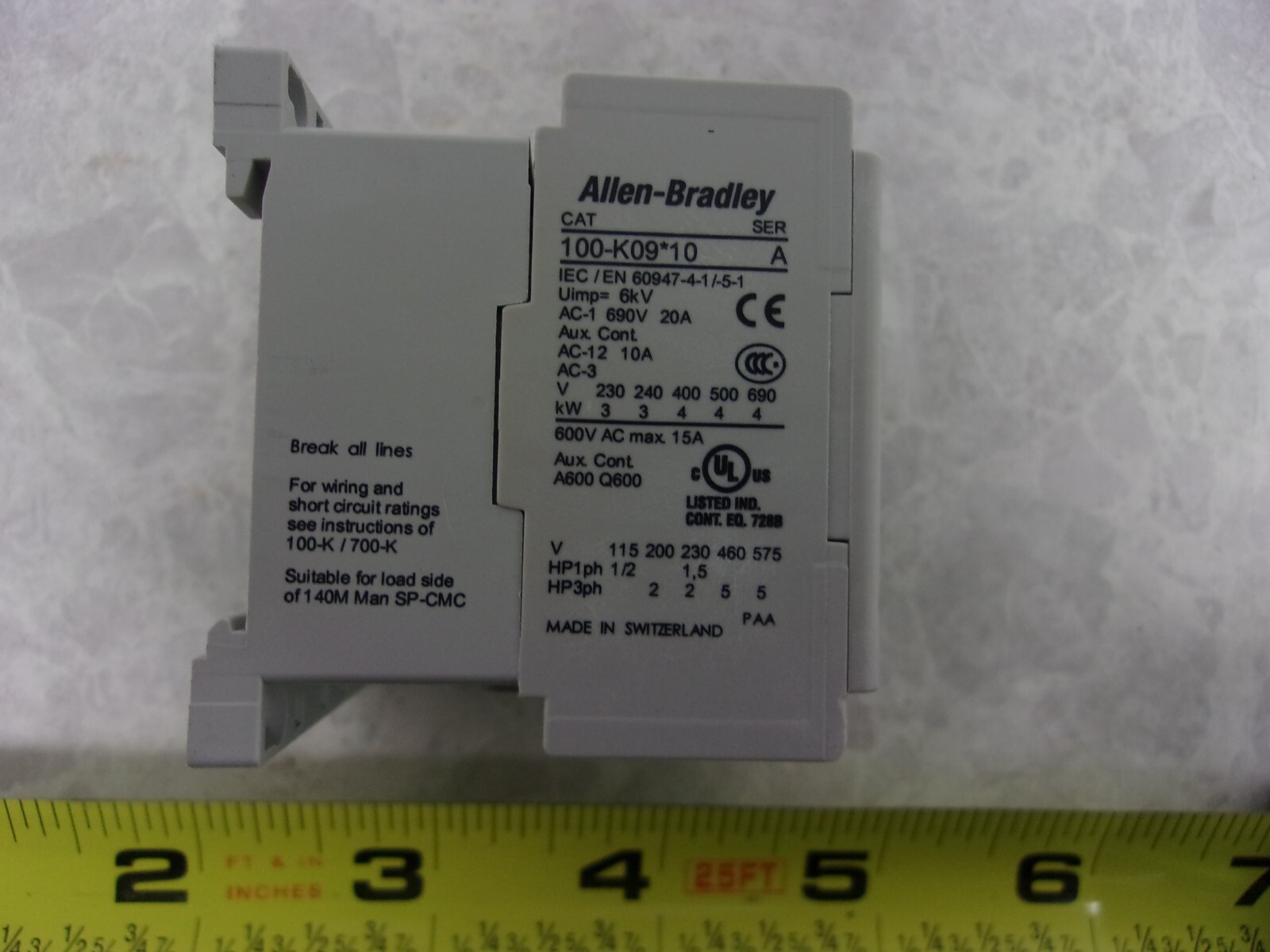 ALLEN-BRADLEY 100-K09*10 SERIES A CONTACTOR RELAY, 24VOLT, 0443B | eBay