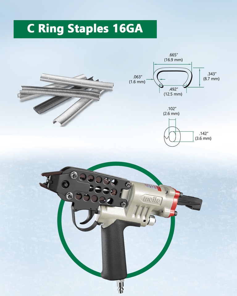 meite SC760C-I2 Snap Ring 16GA 1/2'' Crown Pneumatic Hog Ring Tool/C ...
