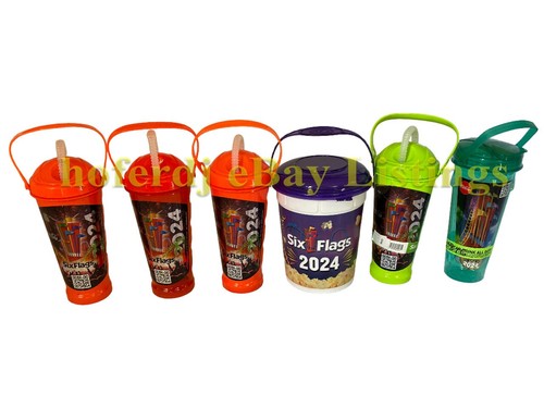 2024 Six Flags Souvenir Drink Cup Bottles & Popcorn Bucket • Season ...