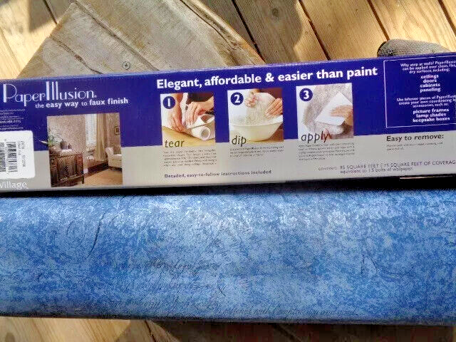 Village Paper Illusions Cobalt Blue Script Illusion Faux Finish ...