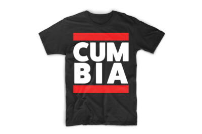 CUMBIA T-shirt with RUN DMC Logo Style Font Black New | eBay