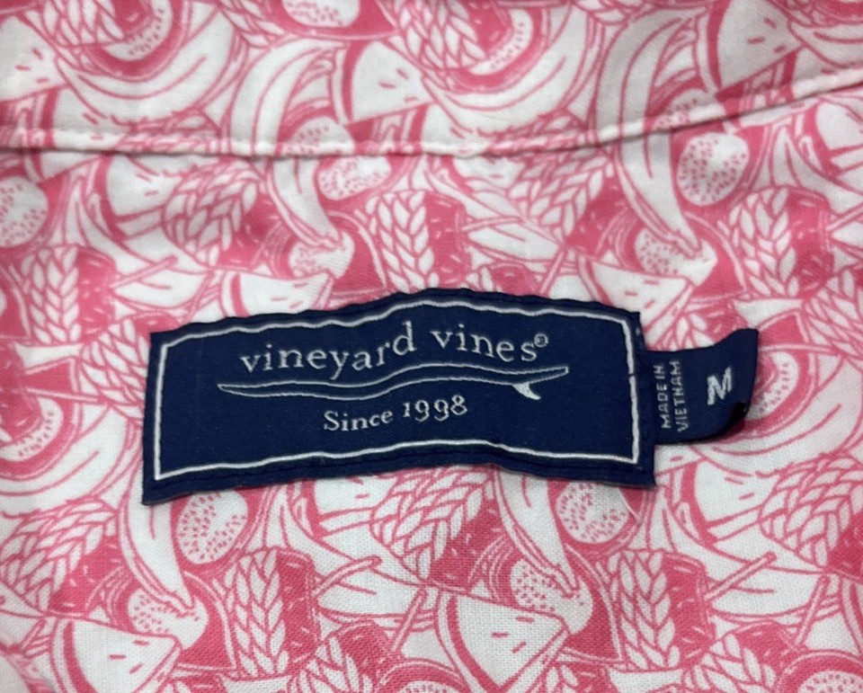 Vineyard Vines Short Sleeve Button Down Shirt Men’s Medium Pink White ...