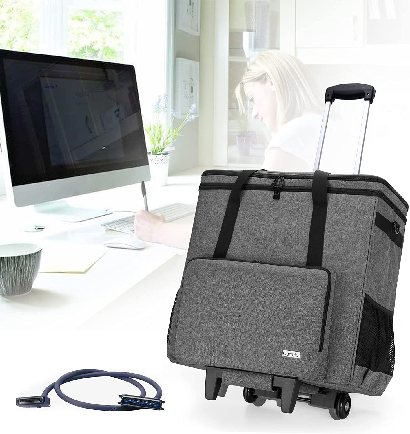 Rolling Desktop Computer Carrying Case with Wheels Double Layers | eBay
