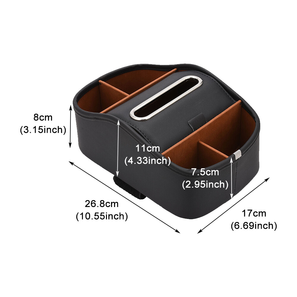 Black Car Front Armrest Box Organizer w/ Water Cups,Tissue Box ...