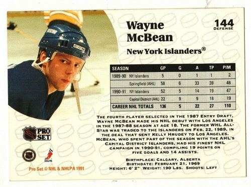 1991-92 Pro Set - #144 Wayne McBean for sale online | eBay
