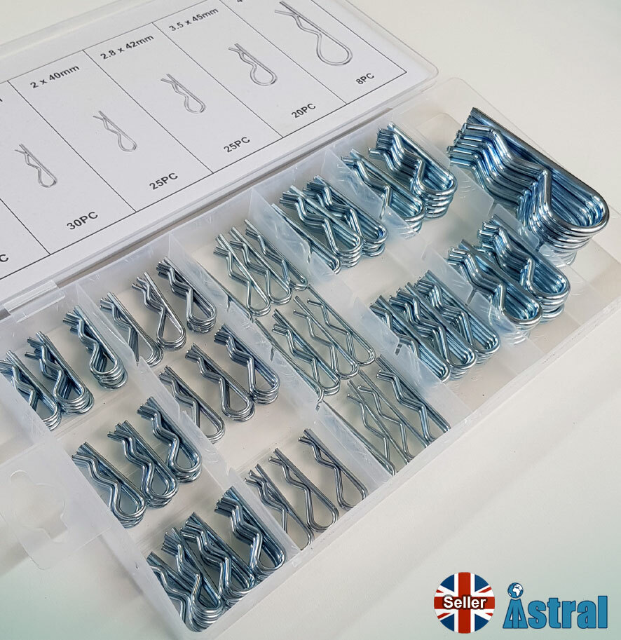 R Clips/ Hair Pin/ Hitch Lynch Cotter Assortment Kit | 150pc | Top ...