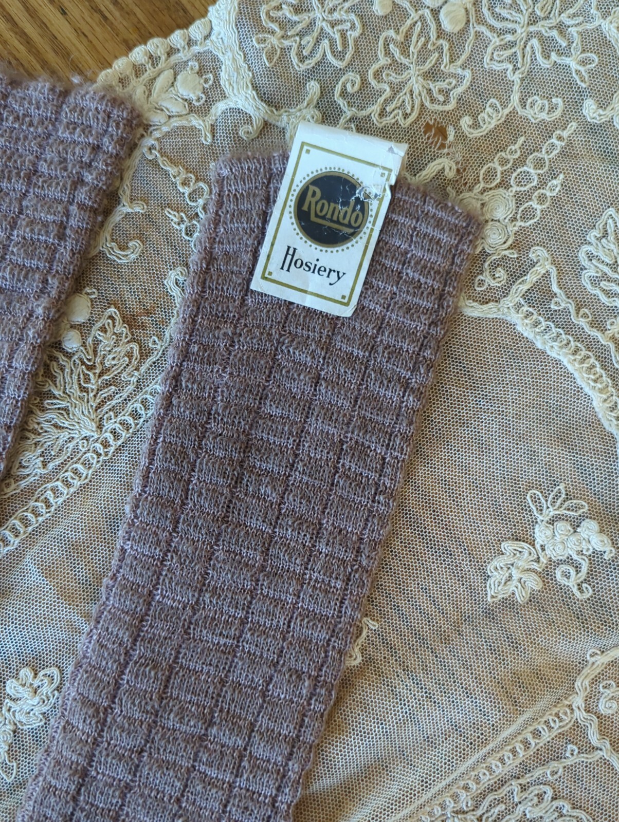 Antique Vintage Wool Stockings, Rondo Hosiery Company… - Gem