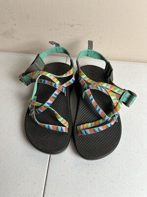 CHACO KIDS SANDALS DOUBLE STRAP SANDAL COLORFUL RAINBOW GRAY YELLOW ...
