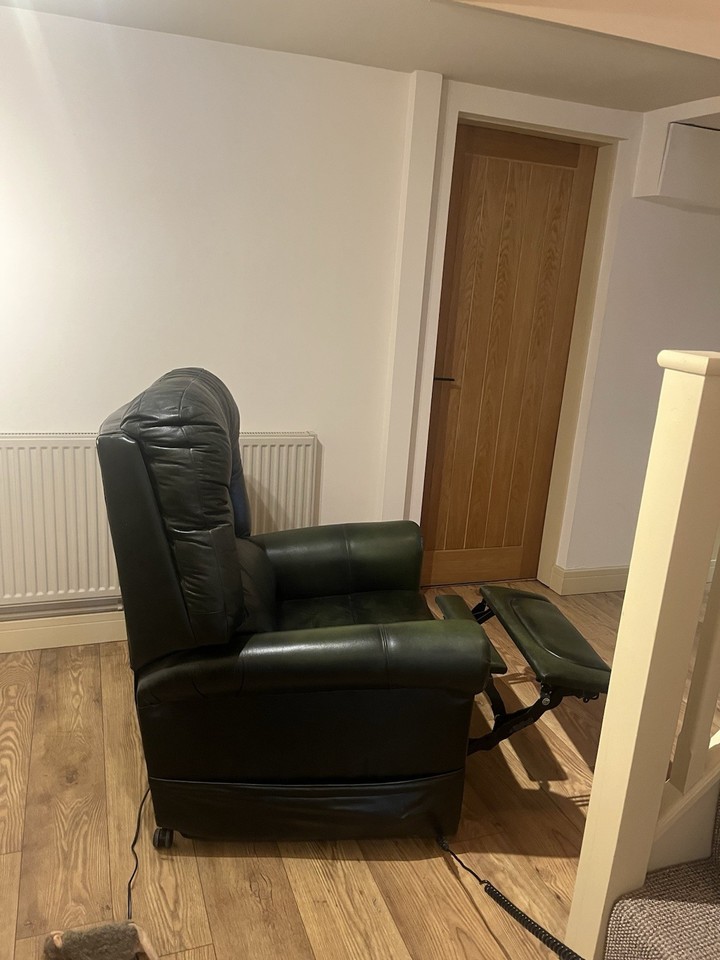 Saxon Chesterfield Style Electric Assist Sit Stand Leather Recliner ...