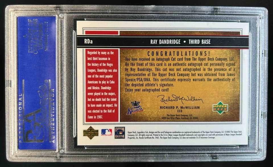 2002 SP Legendary Cuts Ray Dandridge Cut Signature Auto #175/179 PSA 10 ...