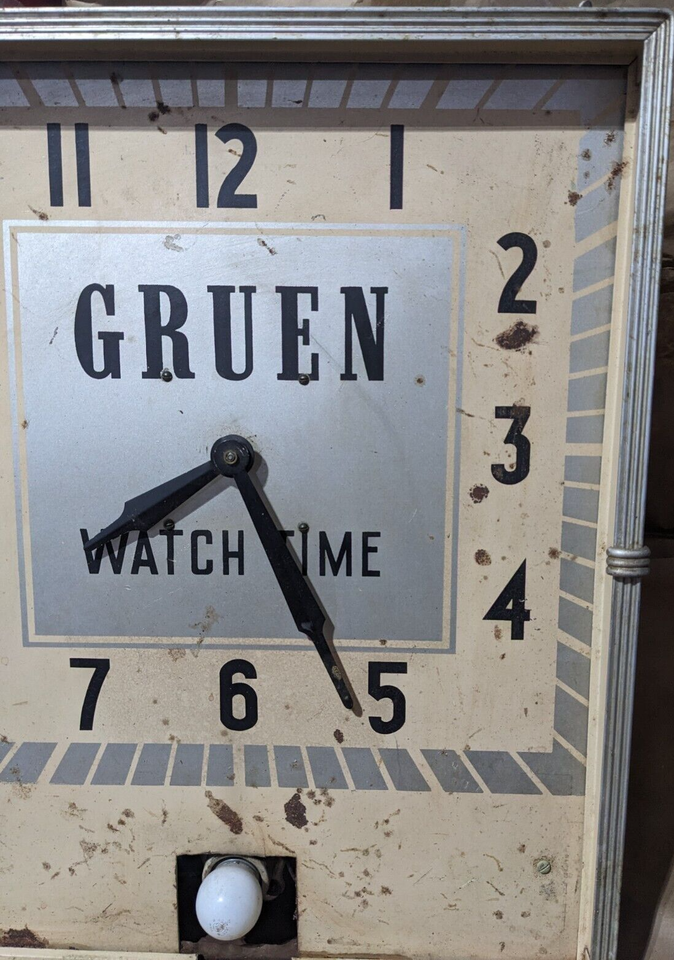 vintage GRUEN WATCH TIME advertising wall clock Untested | eBay