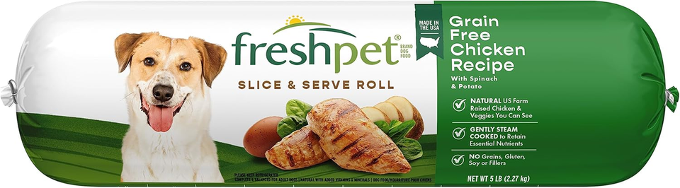 Freshpet Dog Food, Slice and Serve Roll, Grain Free Chicken Recipe, 1.5 ...