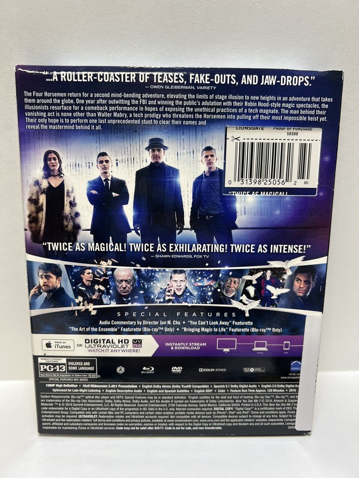 Now You See Me 2 (Blu-ray/DVD, 2016) - Holographic Slipcover - Open ...