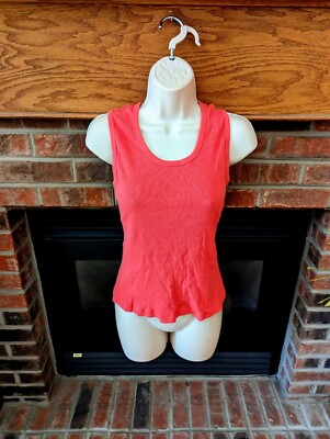 Avalon Sport Coral Ribbed Tank Top Women's Size Medium | eBay