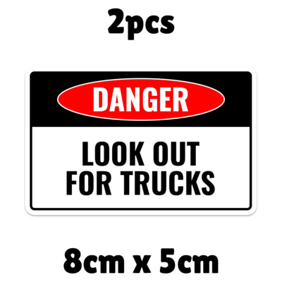 2 x Look Out For Trucks Danger Warning Safety Sign Label Sticker Decal ...