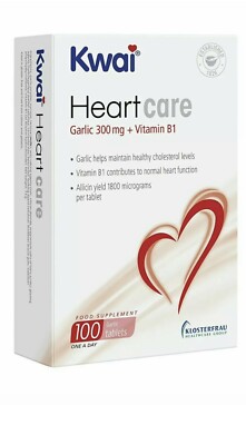 Kwai Heart Care Garlic 300mg + B1 , 100 One a Day Tablets New Long ...