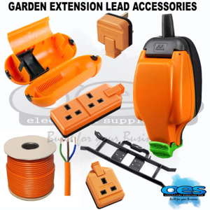 GARDEN EXTENSION LEAD ACCESSORIES PLUG SOCKET FLEX CABLE TIDY ORANGE 13 ...