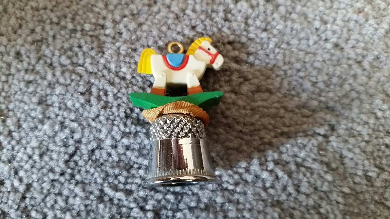 Vintage Rocking Horse Thimble Silver Metal Toy | eBay