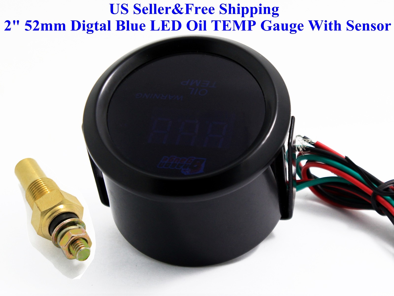 US 2" 52mm Digtal Blue LED Oil TEMP Temperature Gauge With Sensor Car ...