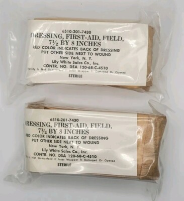 Vietnam Era Military Surplus Field Dressing Bandages 2 Count | eBay