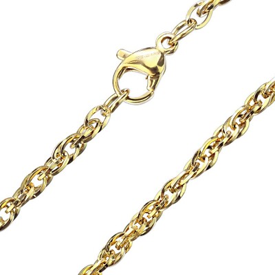 Gold Twisted Cable Chain Stainless Steel 2.5mm 20-inch Necklace | eBay