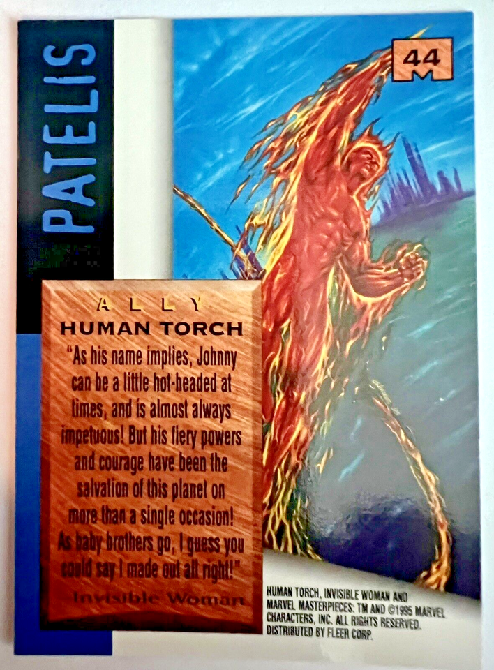 Human Torch Card #44 - Dimitrios Patelis - Marvel Masterpieces - 1995 ...