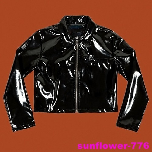 Womens Short Patent Leather Jacket Shiny Coats Glossy Casual Top Girl ...