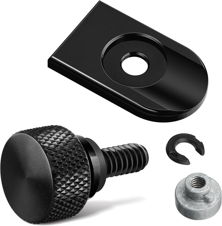 Black Rear Seat Bolt Screw Tab Knob Cover Nut Mount For Harley Touring ...