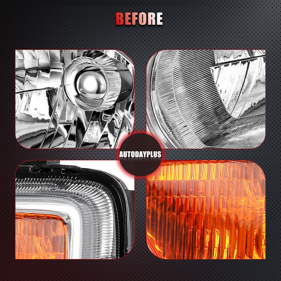 For 2003-2008 Honda Element Headlights Assembly Left+Right Pair Chrome ...