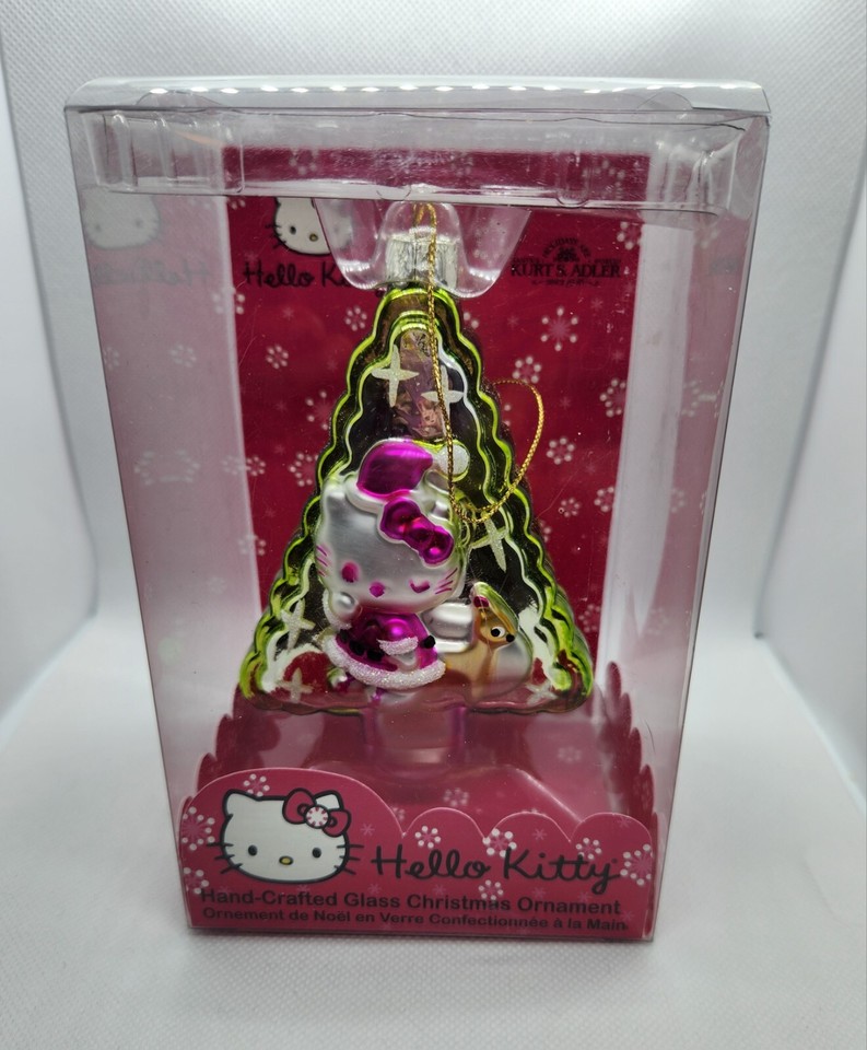 Santa Hello Kitty Glass Kurt Adler Ornament 2008 Christmas Tree And ...