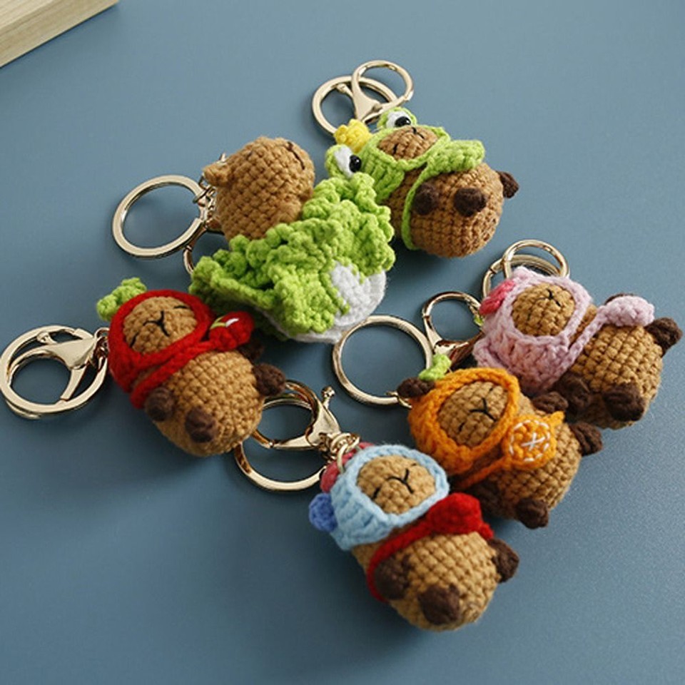 Kapibala Knitting Capybara Doll Cartoon Crochet Keyrings Small Toy | eBay