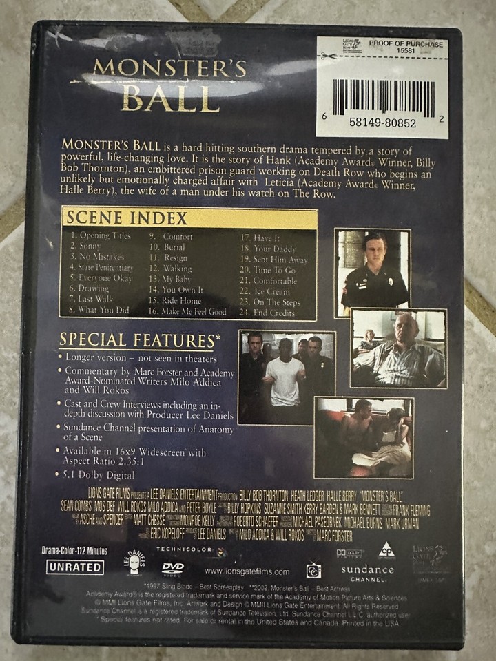 Monsters Ball Dvd Like New. Halle Berry 658149808522| eBay