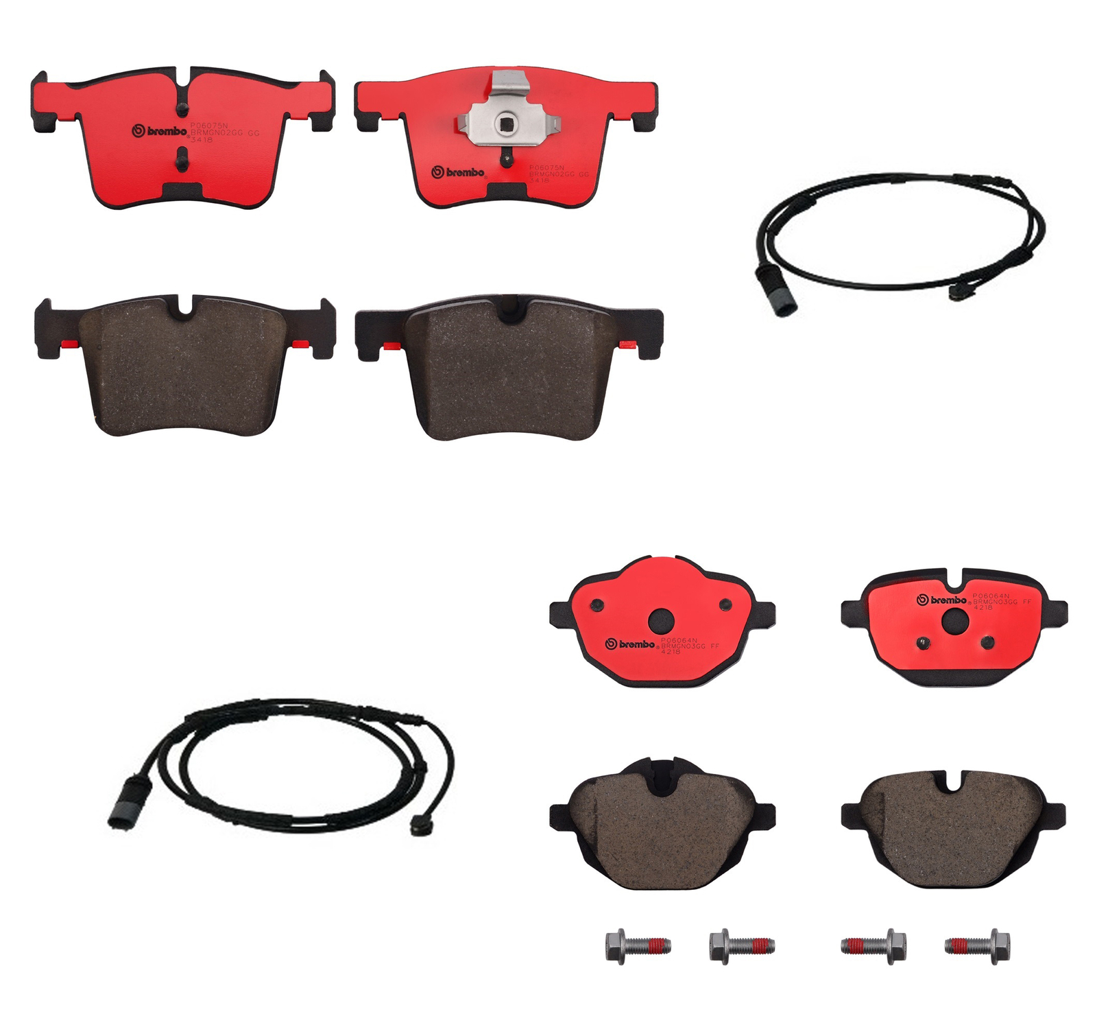 Brembo Front & Rear Ceramic Brake Pad Set with Sensors Kit For BMW F25 ...